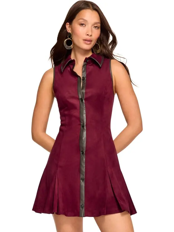 Ramy Brook Stella Pleated Mini Dress - Cranberry