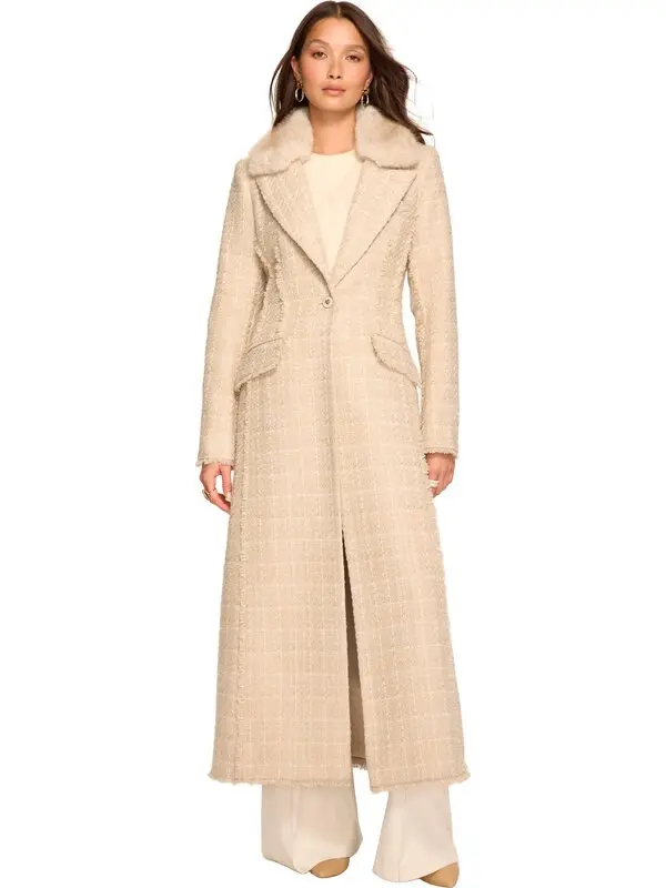 Ramy Brook Betsy Faux Fur Trimmed Coat - Bone