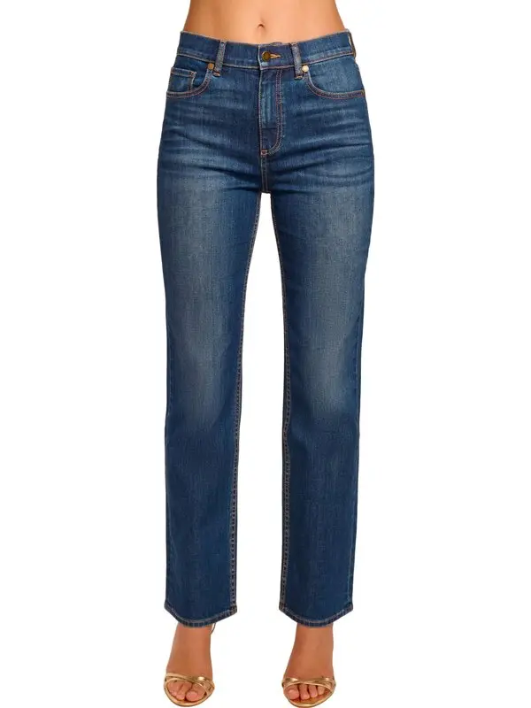 Ramy Brook Claudia 5-pocket High-rise Straight Leg Jean - Medium Wash
