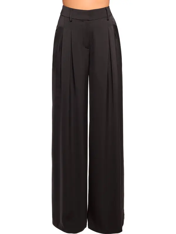Ramy Brook Oscar Pleated Wide Leg Pants - Black