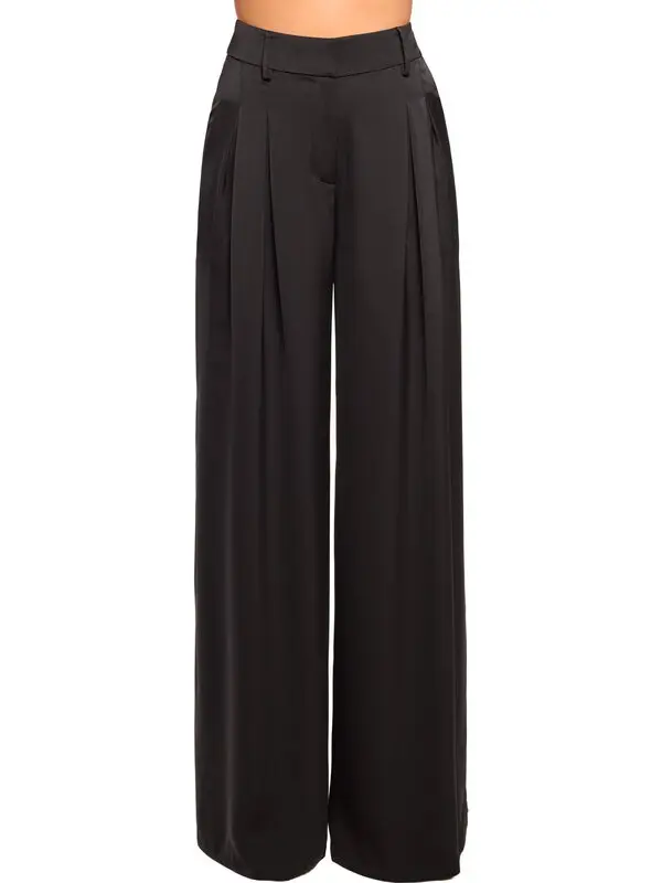 Ramy Brook Oscar Pleated Wide Leg Pant - Black