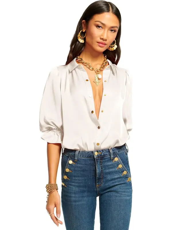Ramy Brook Dina Button Down Bodysuit - Ivory