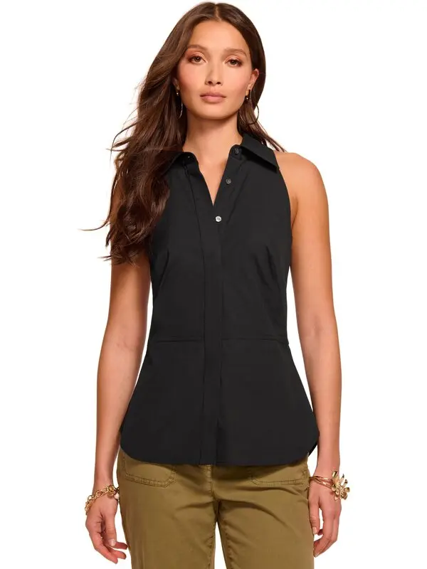 Ramy Brook Inessa Cotton Poplin Sleeveless Top - Black