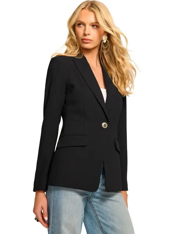 Ramy Brook Karla Tailored Blazer With Gold-tone Buttons - Black