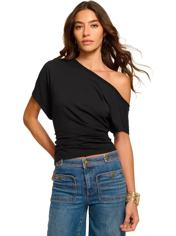 Ramy Brook Stella Off-the-shoulder Knit Tee - Black