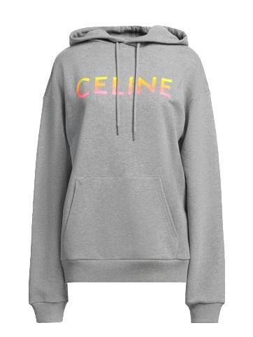 Celine Cotton Blend Hoodie With Logo - Grey
