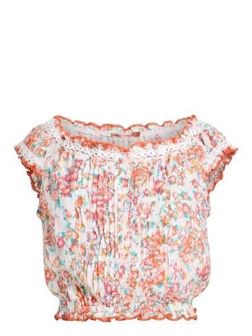 Poupette St Barth Cotton Floral-print Off-the-shoulder Top - Red
