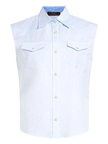 MOORER Sleeveless Linen Shirt - Blue
