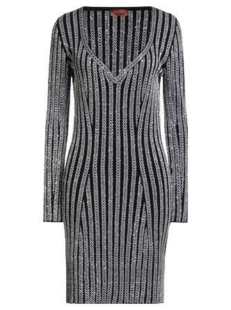 Missoni Long Sleeve V-neck Sequined Mini Dress - Black