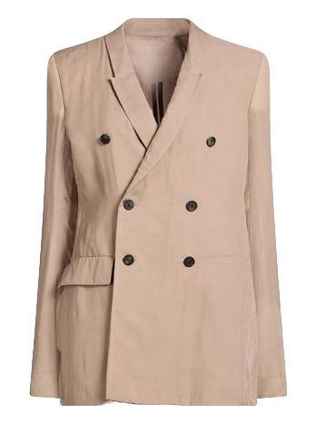 Rick Owens Light Brown Silk Double-breasted Blazer - Beige