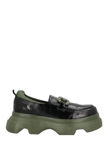 JEANNOT Two-tone Glossed Leather Loafers - Black
