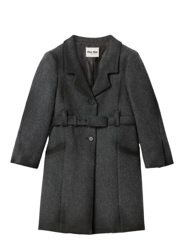 Miu Miu Single-breasted Wool Coat - Grey