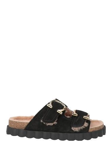 FERRAGAMO Technical Suede Sandals With Shearling Lining - Black