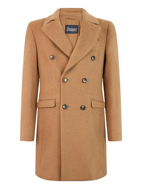 Herno Double-breasted Wool Coat - Camel