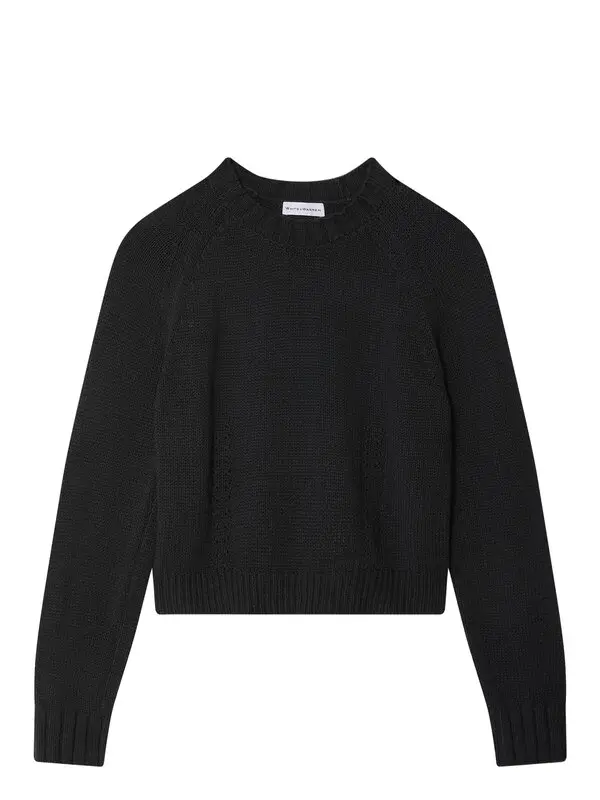 WHITE & WARREN Cotton Linen Sweatshirt - Black