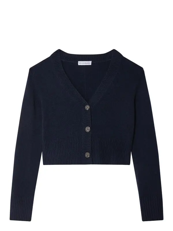 WHITE & WARREN Cashmere Button Cardigan - Deep Navy Blue