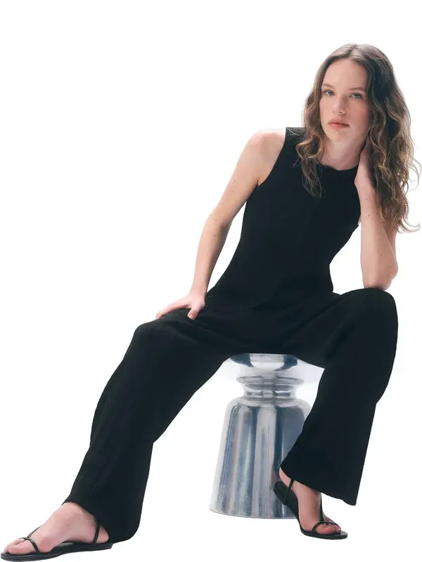 WHITE & WARREN Superfine Viscose Palazzo Pants - Black