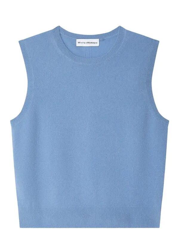 WHITE & WARREN Cashmere Shell Tank Top - Soft Blue