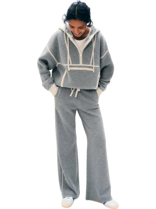 WHITE & WARREN Cashmere Blend Track Pant - Ivory
