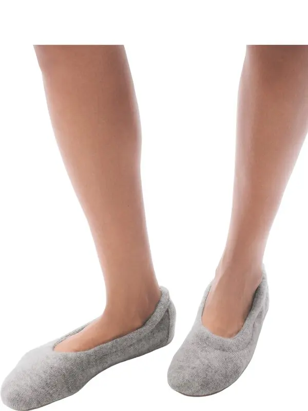 WHITE & WARREN Cashmere Slippers - Grey Heather