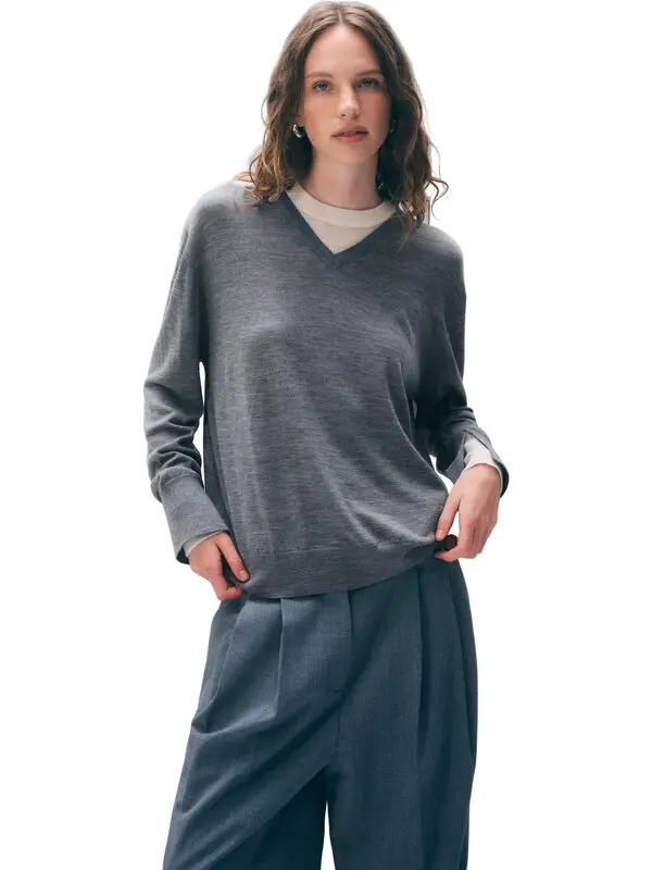 WHITE & WARREN Superfine Merino Sweater - Ivory