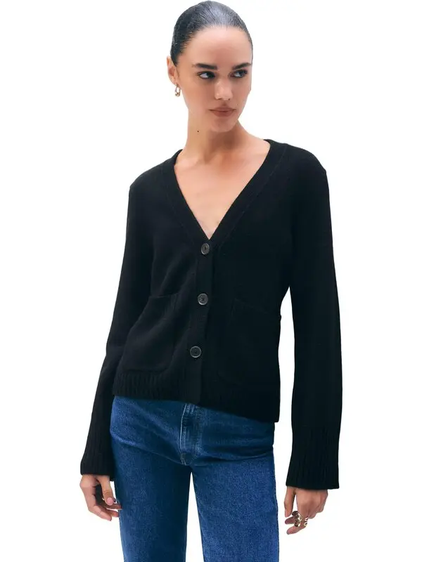 WHITE & WARREN Cashmere Cardigan - Black