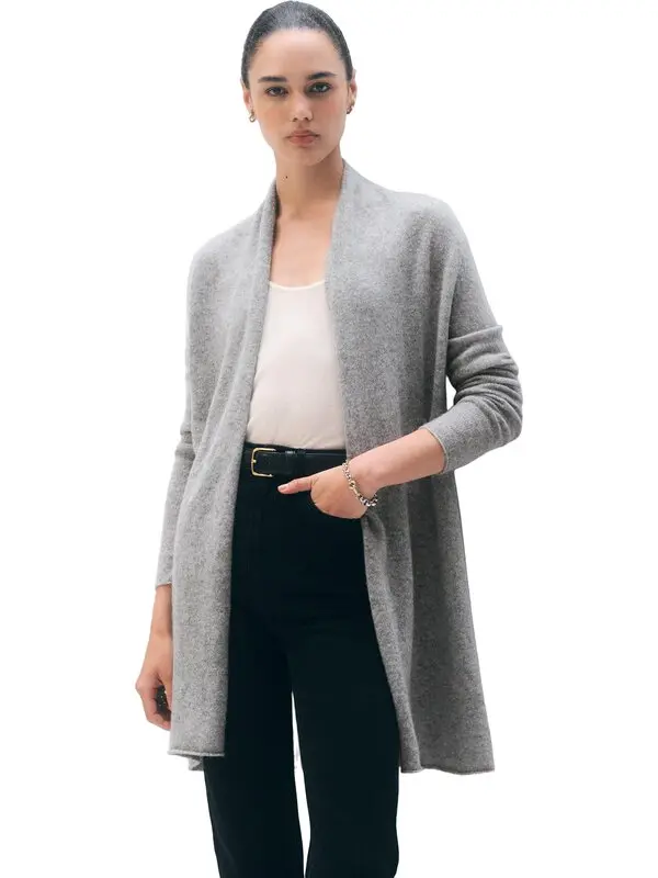 WHITE & WARREN Cashmere Trapeze Cardigan Sweater - Grey