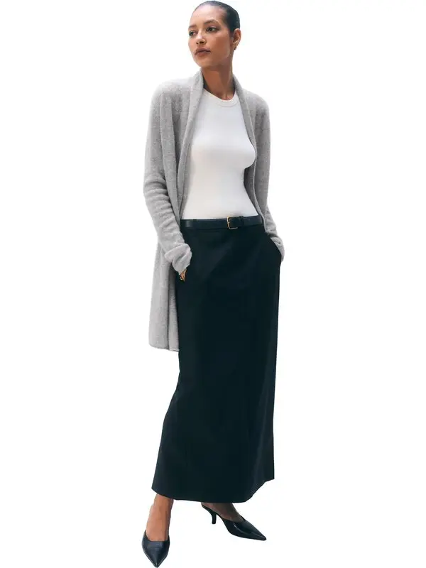 WHITE & WARREN Cashmere Trapeze Cardigan Sweater - Grey