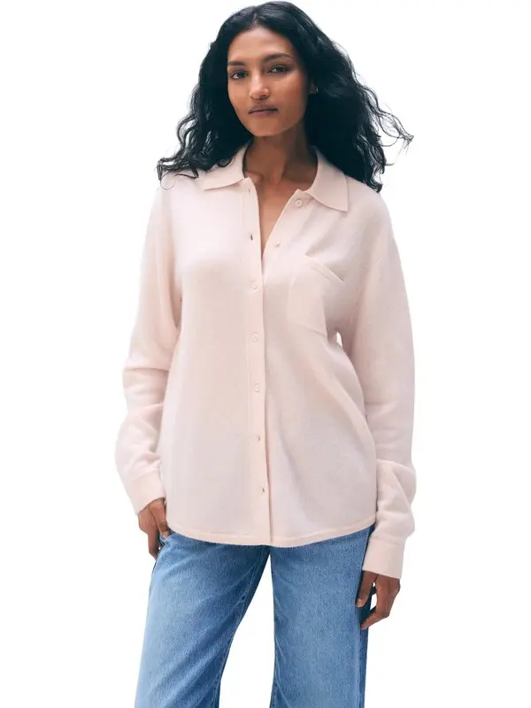 WHITE & WARREN Cashmere Button-down Sweater - Pink