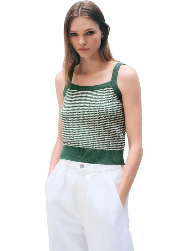 WHITE & WARREN Bouclé Tank Top - Green