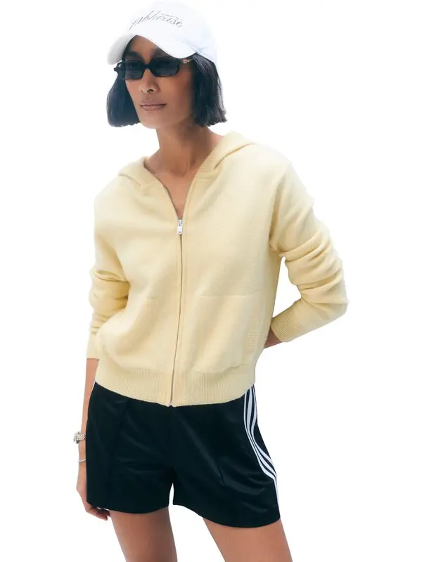 WHITE & WARREN Cashmere Blend Varsity Hoodie - Lemonade