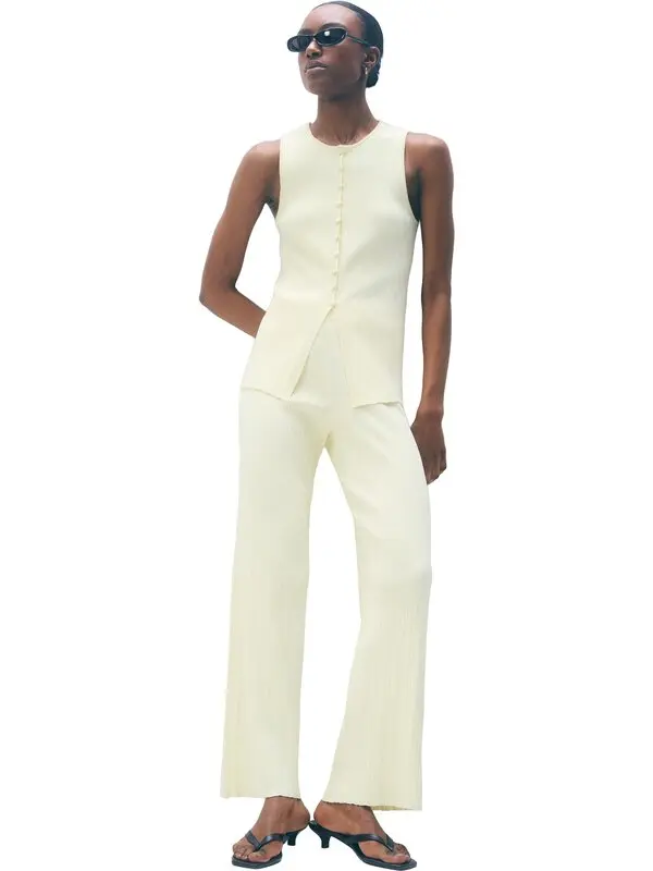 WHITE & WARREN Superfine Viscose Palazzo Pants - Frosted Lemon