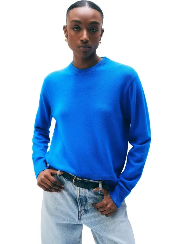WHITE & WARREN Cashmere Crewneck Top - Azure
