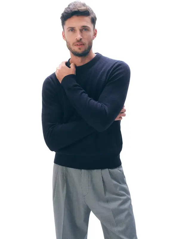 WHITE & WARREN Cashmere Crewneck Top - Navy