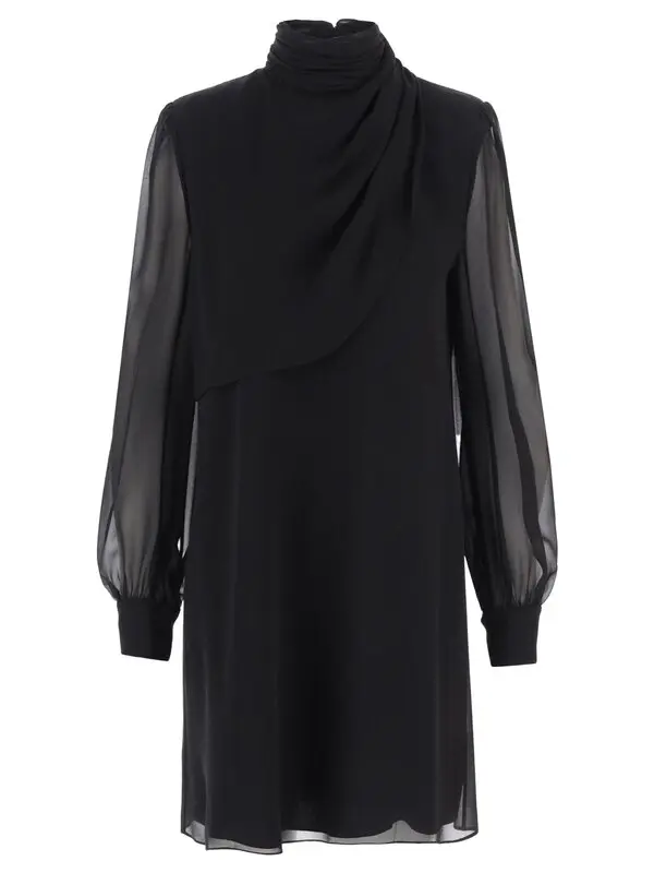 Valentino Garavani Long-sleeved High Neck Dress - Black