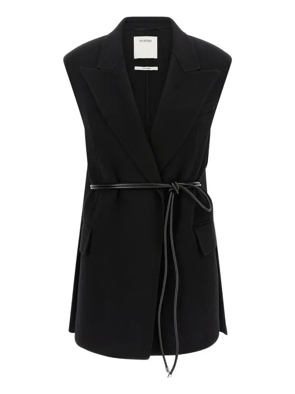 Sportmax Sleeveless Double-breasted Belted Blazer - Black