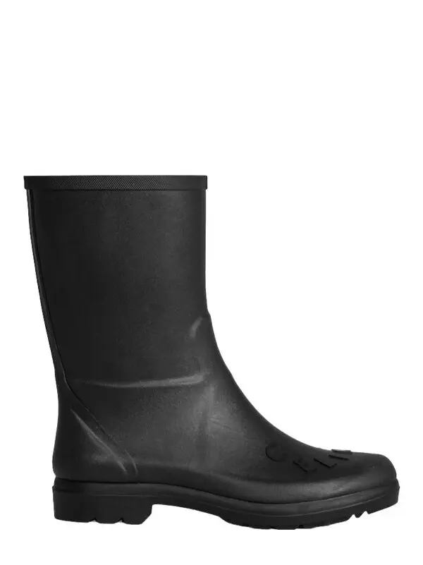 Celine Round Toe Embossed Boots - Black