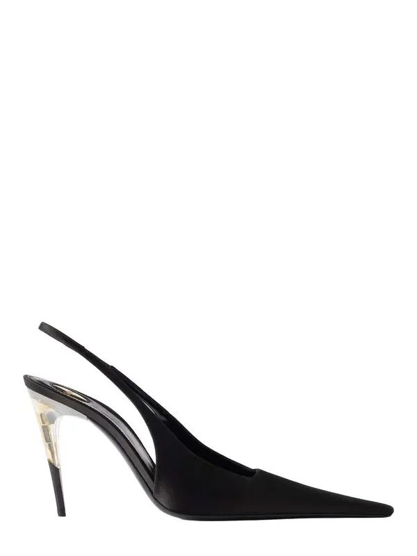 Saint Laurent Goya 95 Crepe Slingback Pumps - Black