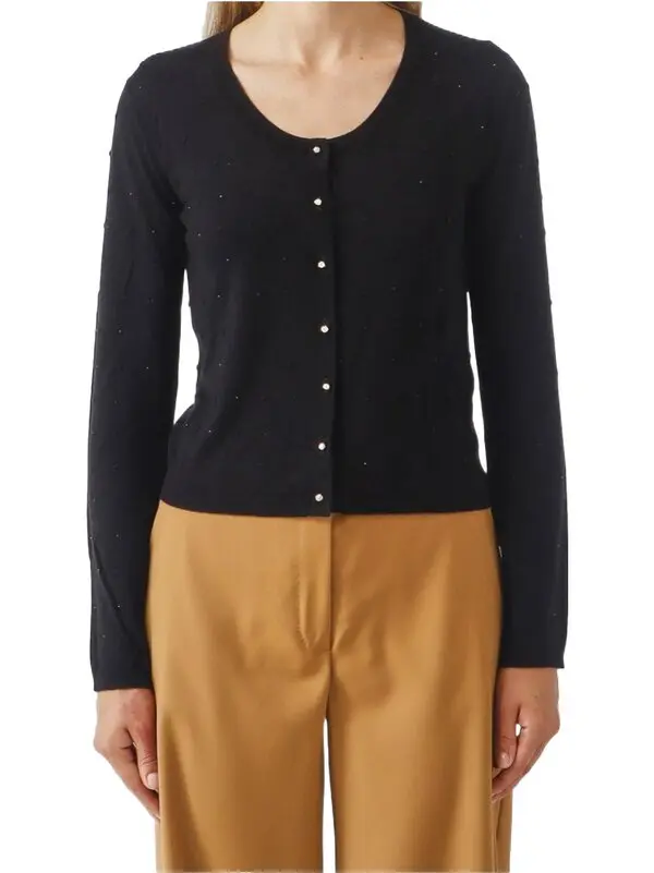 Max Mara Button-up Crewneck Cardigan - Black