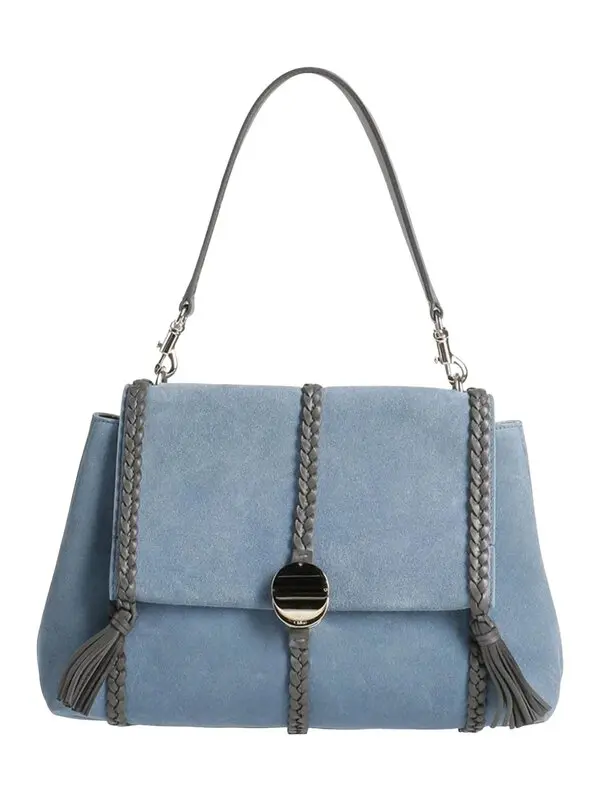 Chloé Two-tone Suede Top Handle Bag With Detachable Shoulder Strap - Blue