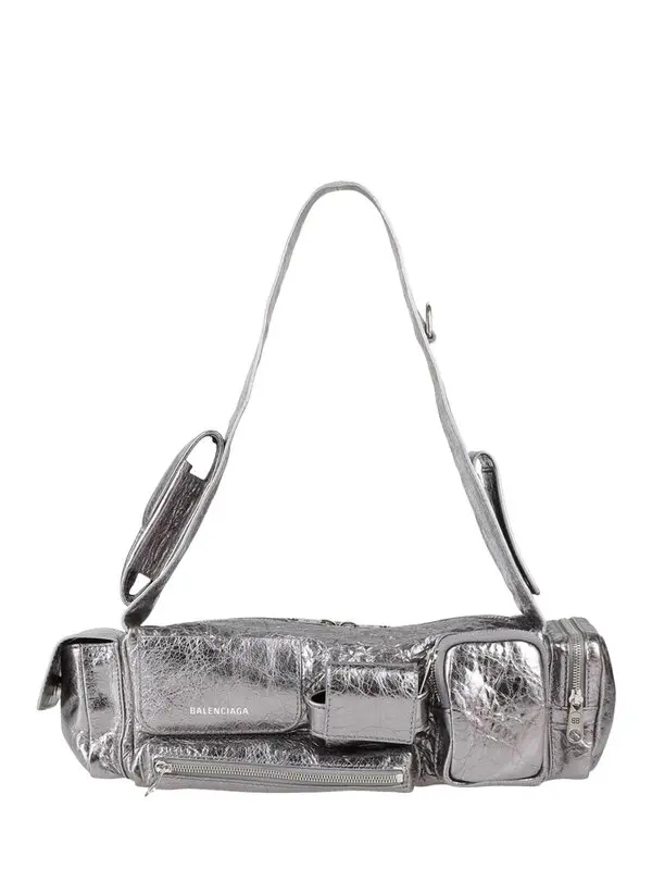 Balenciaga Metallic Leather Baguette Bag - Gray