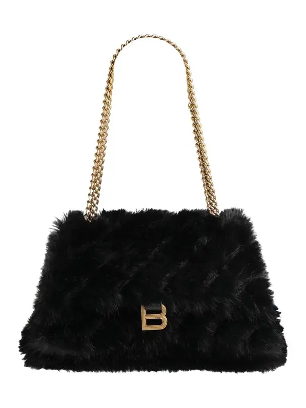 Balenciaga Furry Chain Shoulder Bag - Black