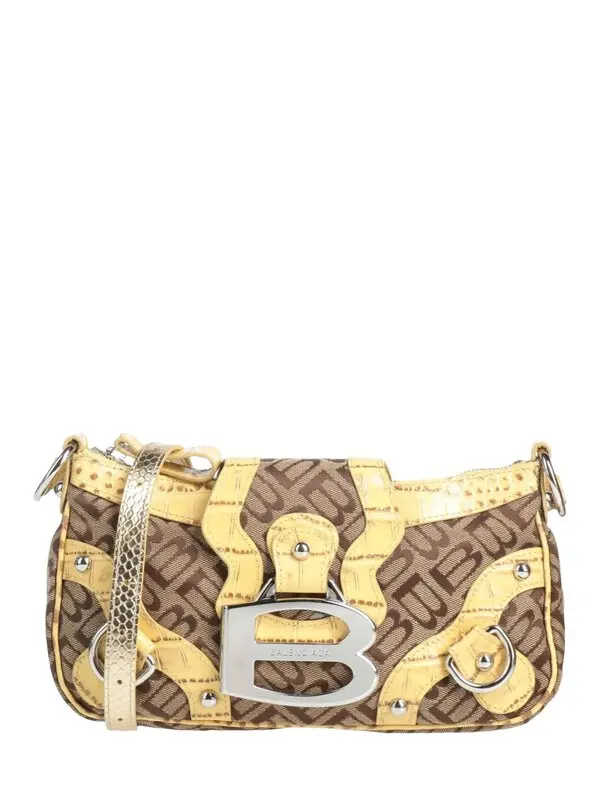 Balenciaga Monogram Tweed Crossbody Bag - No