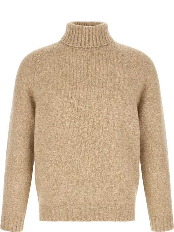 Brunello Cucinelli Long-sleeve Ribbed Knit High-neck Pullover - Sand-colored