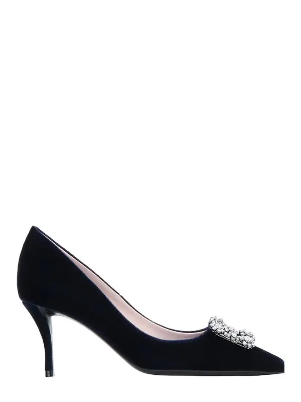 ROGER VIVIER Flower Strass Buckle High Heels - Black