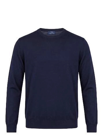 Fedeli Virgin Wool Crewneck Sweater - Midnight Blue