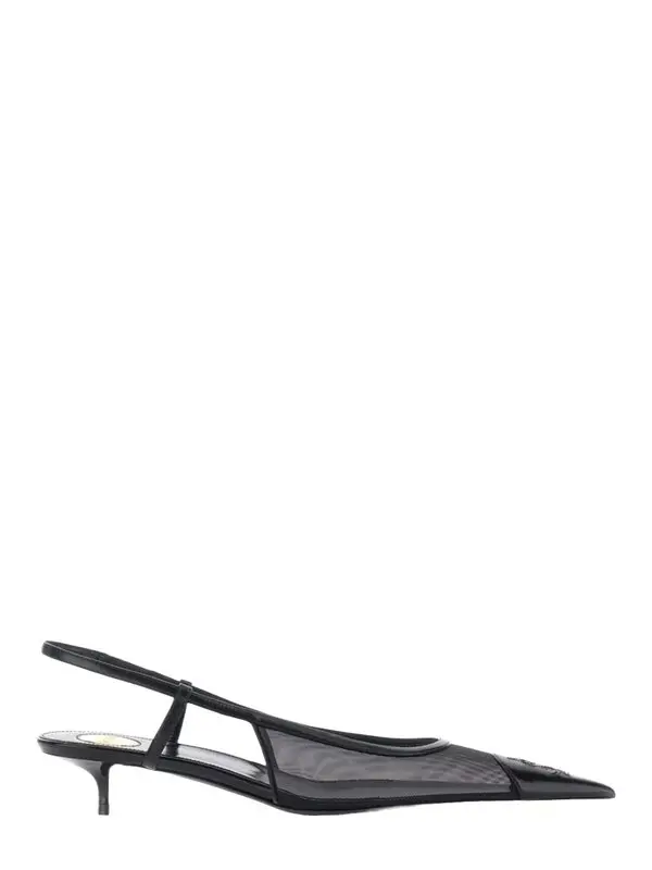 Saint Laurent Mesh-panelled Pointed-toe Slingback Pumps - Black