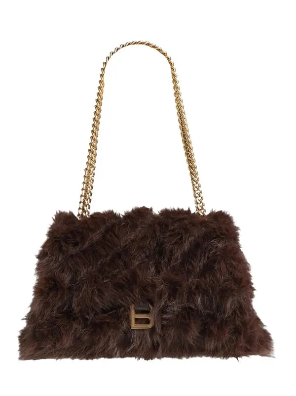 Balenciaga Shearling Shoulder Bag - Black