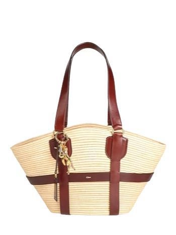 Chloé Two-tone Raffia Shopper Bag - No