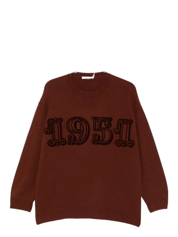 Max Mara Logo-appliqué Crew-neck Sweater - Burgundy